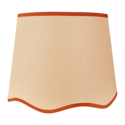 ValueLights Dutton Natural Fabric Rust Trim Scallop Edge Large Lamp ...
