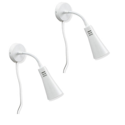 ValueLights Edwards Pair of - Plug in White Flexible Gooseneck Easy Fit ...