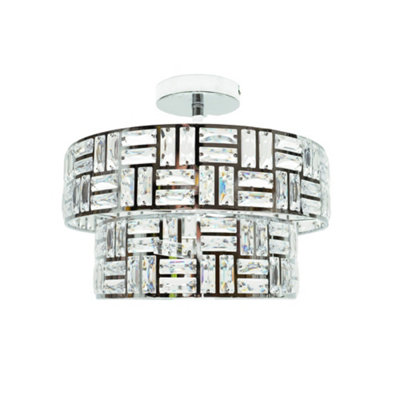 ValueLights Elise Silver Acrylic Jewel Two Tier Ceiling Pendant Light ...