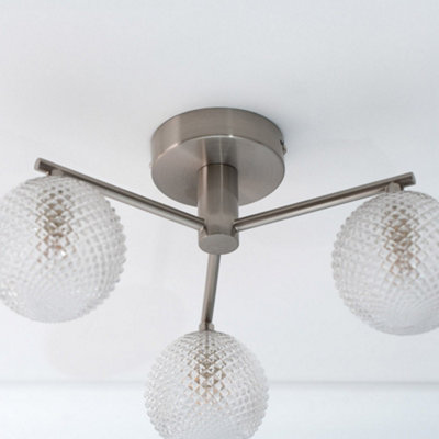 ValueLights Elle Brushed Chrome 3 Way IP44 Bathroom Glass Shade Ceiling ...