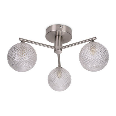 ValueLights Elle Brushed Chrome 3 Way IP44 Bathroom Glass Shade Ceiling ...