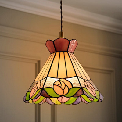 ValueLights Evelyn Tiffany Rose Ceiling Lamp Shade (D)26.5cm