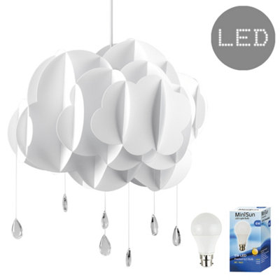 ValueLights Extra Large White Ceiling Shade and Bulb (D)50cm