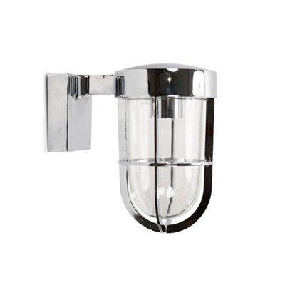 ValueLights Fanar Polished Chrome Industrial Chrome Bathroom Wall Light