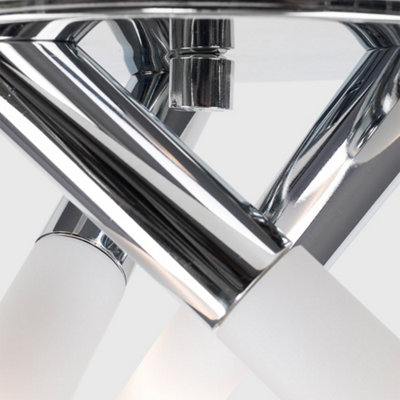 ValueLights Fina IP44 Rated 3 Way Cross Over Chrome Flush Ceiling Light ...