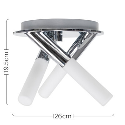 ValueLights Fina IP44 Rated 3 Way Cross Over Chrome Flush Ceiling Light ...