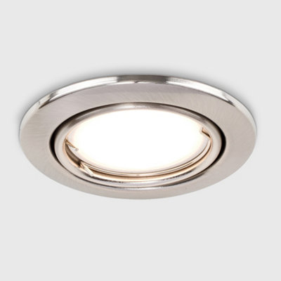 VALUELIGHTS FIRE RATED BRUSHED CHROME TILTABLE GU10 RECESSED CEILING ...
