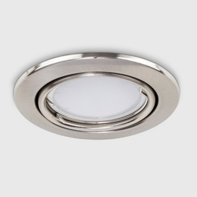 VALUELIGHTS FIRE RATED BRUSHED CHROME TILTABLE GU10 RECESSED CEILING ...