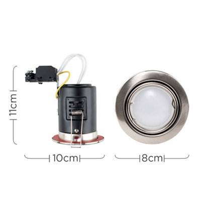 VALUELIGHTS FIRE RATED BRUSHED CHROME TILTABLE GU10 RECESSED CEILING ...