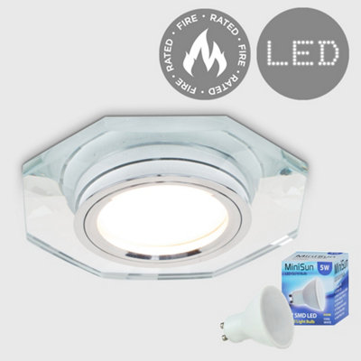 ValueLights Fire Rated Clear Glass and Chrome Octagon Recessed Ceiling ...