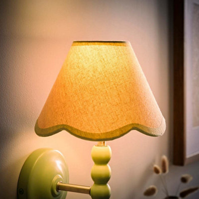 ValueLights Florie Linen Green Scallop Trim Mini Lamp Shade (D)19cm