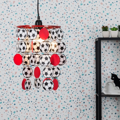 ValueLights Football Red Ceiling Shade and Bulb (D)23cm