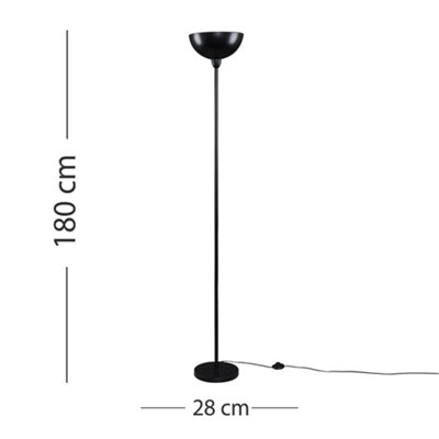 ValueLights Forseti Modern Black Uplighter Floor Lamp with Bowl Shaped ...