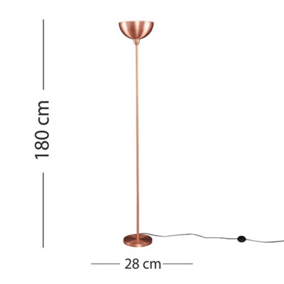 ValueLights Forseti Modern Copper Uplighter Floor Lamp with Bowl Shaped ...