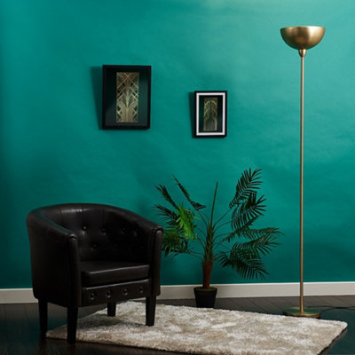 ValueLights Forseti Modern Gold Uplighter Floor Lamp with Bowl Shaped ...