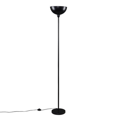 ValueLights Forseti Modern Matt Black Uplighter Floor Lamp with Bowl ...