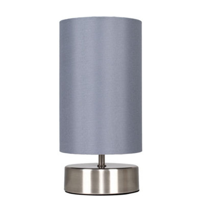 ValueLights Francis Brushed Chrome Touch Table Lamp with Grey Shade