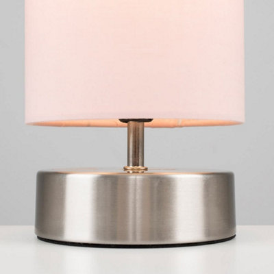 ValueLights Francis Satin Touch Dimmer Bedside Table Lamp with Pink ...