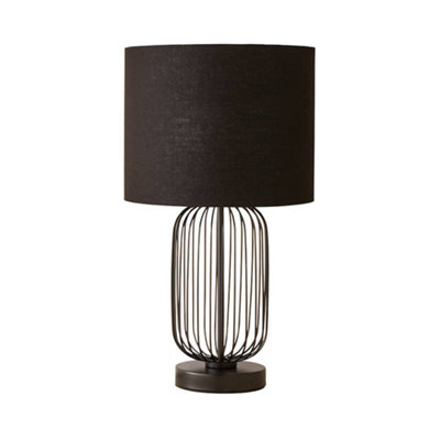 ValueLights Gabbia Black Wire Cage Metal Bedside Dimmer Touch Table ...