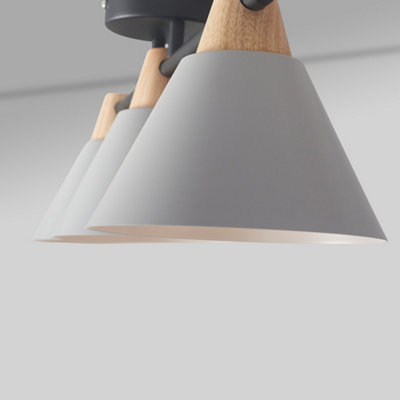 ValueLights Giza Scandi 3 Way Black & Wood Ceiling Light Fitting with ...