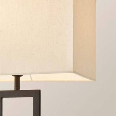 ValueLights Gloria Black Double Stem Metal Table Lamp with Rectangular ...