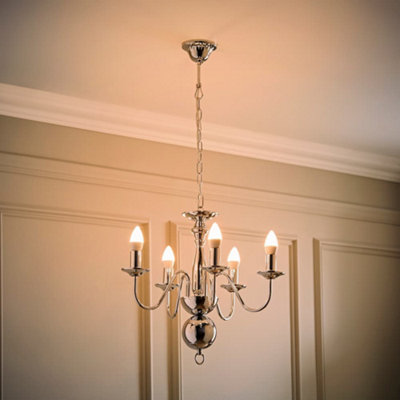 ValueLights Gothica Traditional 5 Way Chrome Flemish Style Ceiling ...