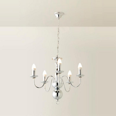 ValueLights Gothica Traditional 5 Way Chrome Flemish Style Ceiling ...