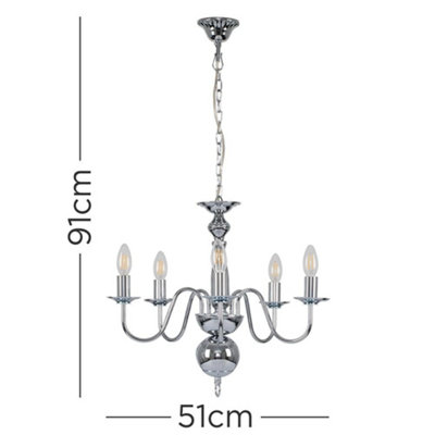 ValueLights Gothica Traditional 5 Way Chrome Flemish Style Ceiling ...