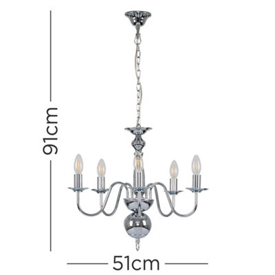 ValueLights Gothica Traditional 5 Way Chrome Flemish Style Ceiling ...