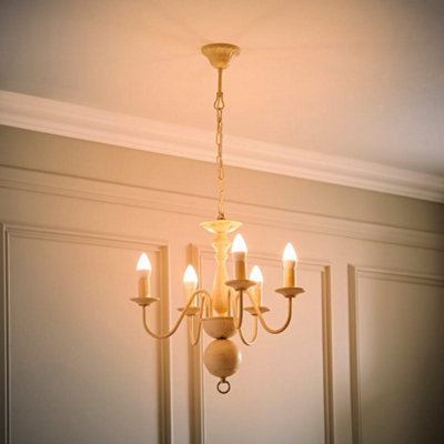 ValueLights Gothica Traditional 5 Way White Flemish Style Ceiling Light ...
