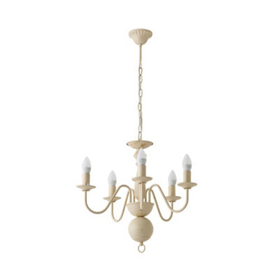 ValueLights Gothica Traditional 5 Way White Flemish Style Ceiling Light ...