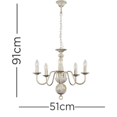 ValueLights Gothica Traditional 5 Way White Flemish Style Ceiling Light ...