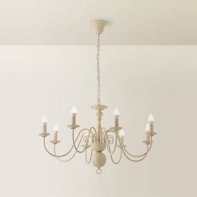 ValueLights Gothica Traditional Style 8 Way White Distressed Ceiling ...