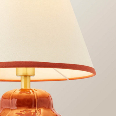 ValueLights Gourdette Burnt Orange Glazed Table Lamp with Tapered Trim ...