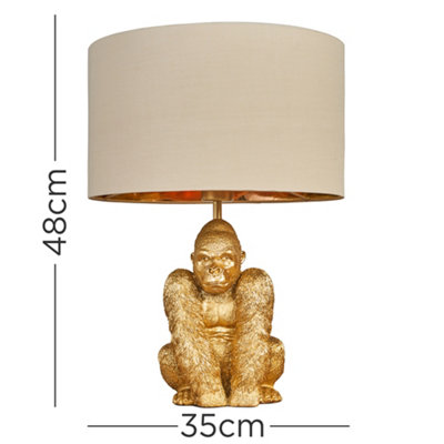 ValueLights Gus Modern Gold Sitting Gorilla Monkey Design Table Lamp ...