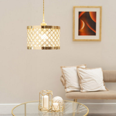 ValueLights Hadley Gold Easy Fit Metal Cut Out Acrylic Jewel Drum ...