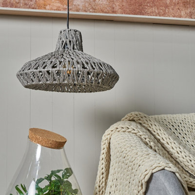 ValueLights Hamilton Grey Ceiling Shade and Bulb (D)35cm
