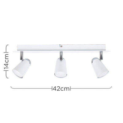ValueLights Hardy White Ceiling Bar Spotlight and GU10 Spotlight LED 5W ...