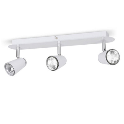 ValueLights Hardy White Ceiling Bar Spotlight and GU10 Spotlight LED 5W ...