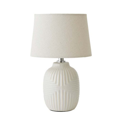 ValueLights Harrison Tapered Lamp Shade White Geometric Ribbed Pattern ...