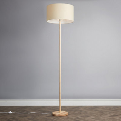 ValueLights Heather Modern Scandi Floor Lamp In Light Wooden Finish ...