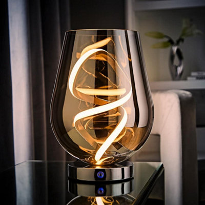 ValueLights Helix Smoked Glass Integrated LED Table Lamp