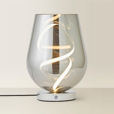 ValueLights Helix Smoked Glass Integrated LED Table Lamp