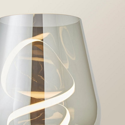 ValueLights Helix Smoked Glass Integrated LED Table Lamp