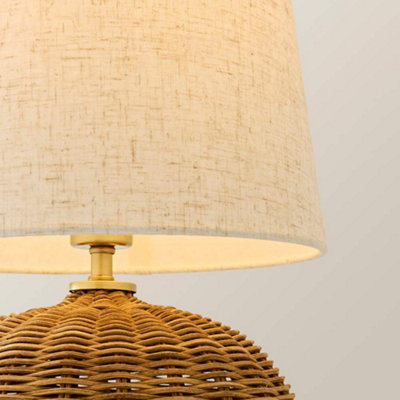 ValueLights Henrietta Natural Wicker Base with Linen Shade Table Lamp ...