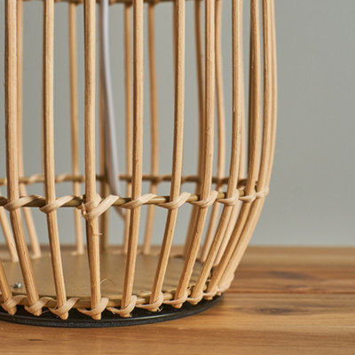 ValueLights Hollins Contemporary Large Natural Rattan Cylinder Table ...