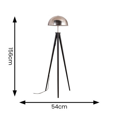 ValueLights Horvit Black Metal Tripod Standing Floor Lamp with Silver ...