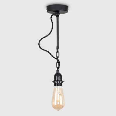 ValueLights Huber Industrial Satin Black Wall Light Fitting