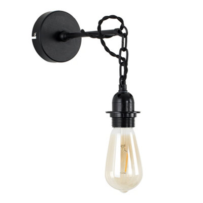 ValueLights Huber Industrial Satin Black Wall Light Fitting