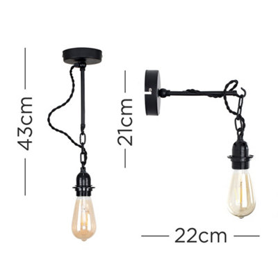 ValueLights Huber Industrial Satin Black Wall Light Fitting